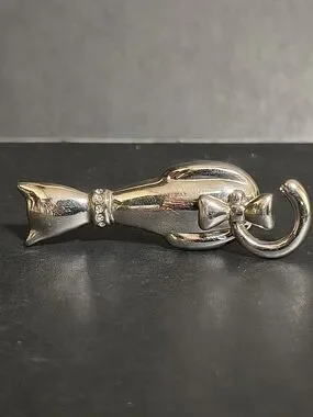 Jewelry | Vintage Cat Pin Silver Tone Rhinestone Collar And Articulated ...